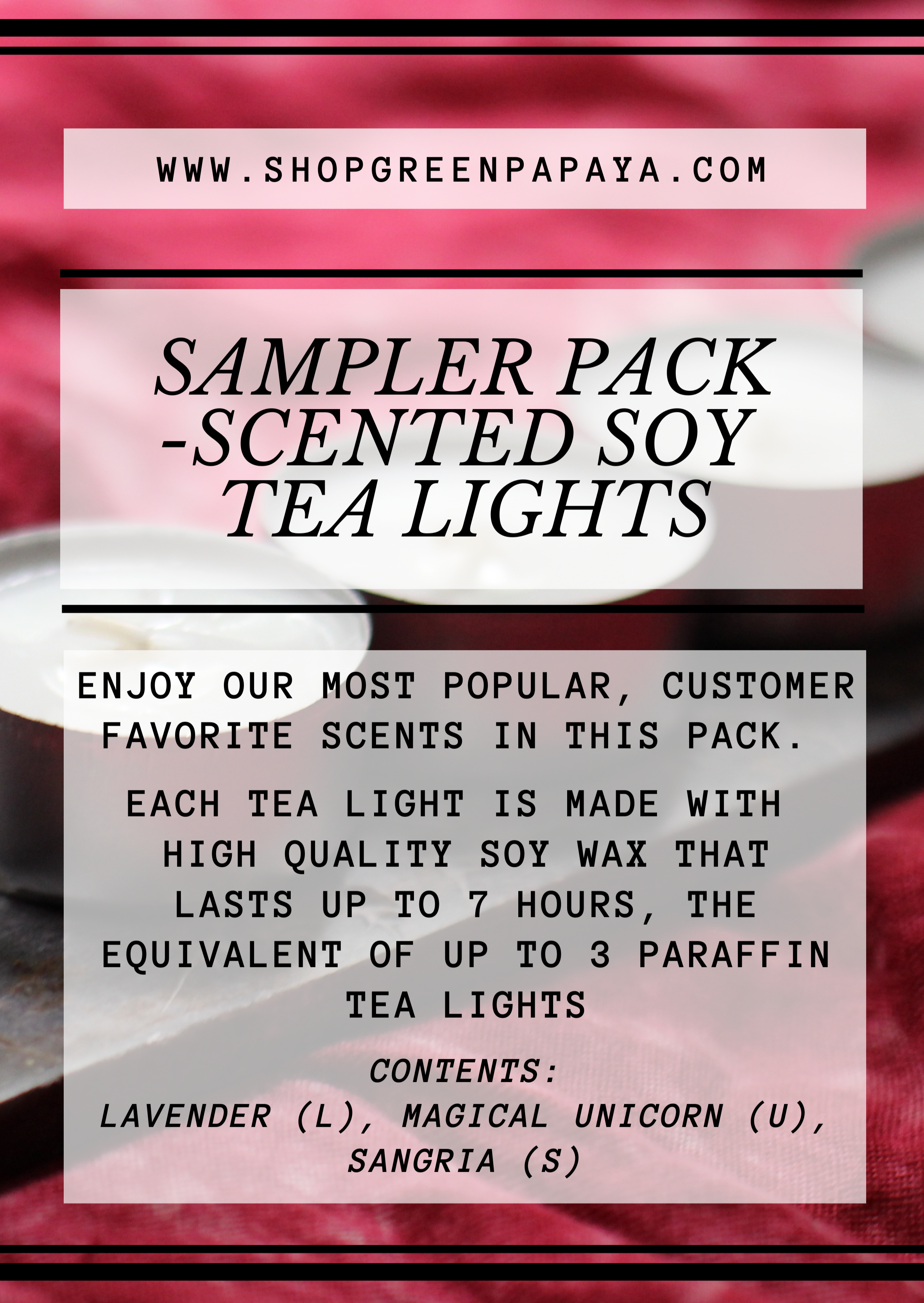 Sampler Pack Scented Soy Tea Light – Green Papaya
